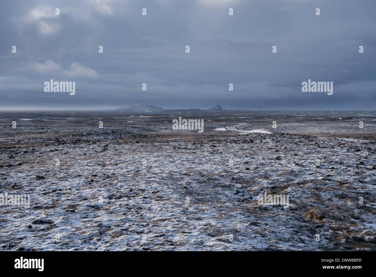 End times mood inactive volcano in Iceland during winter time during ...
