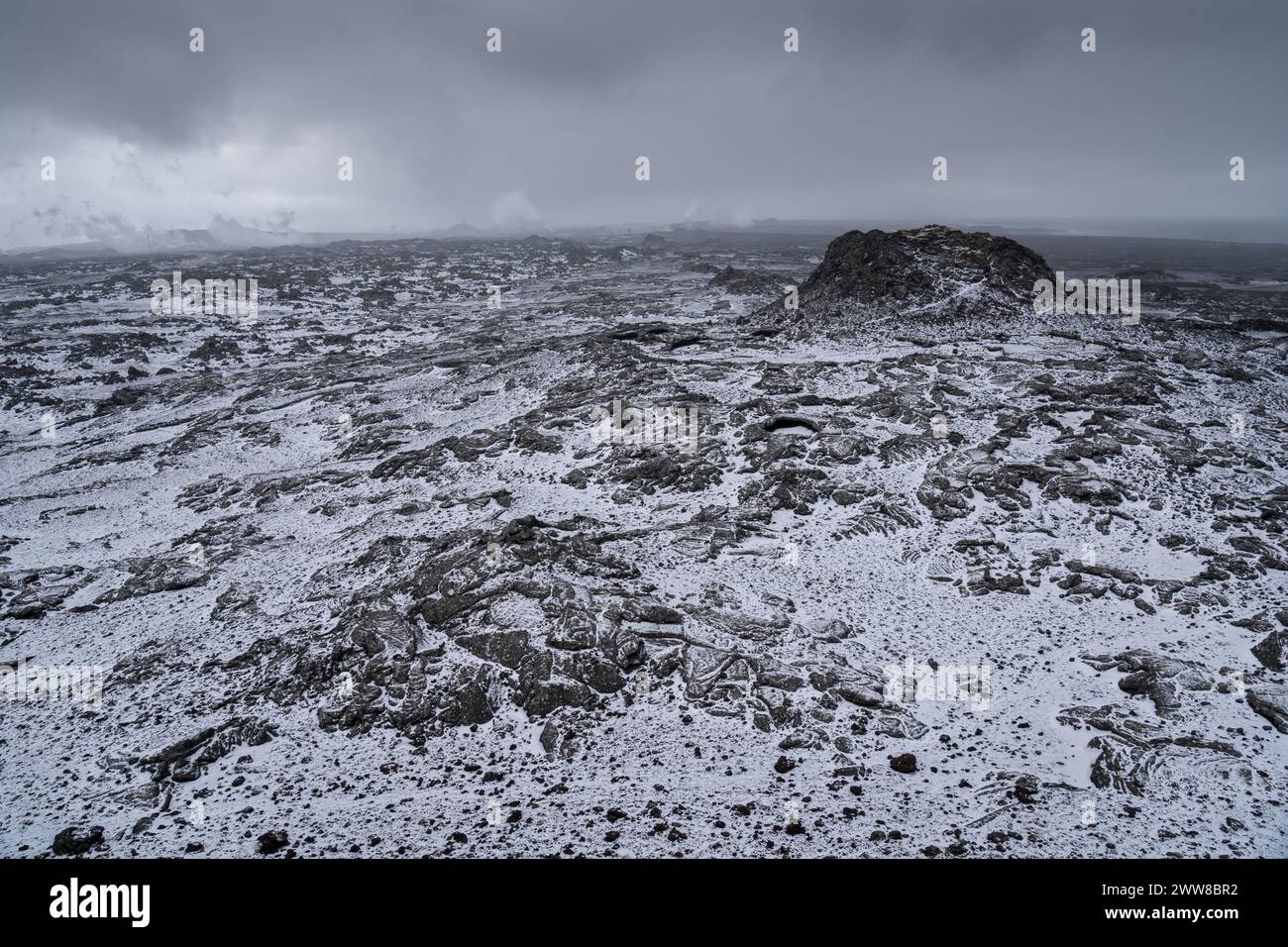 End times mood inactive volcano in Iceland during winter time during ...