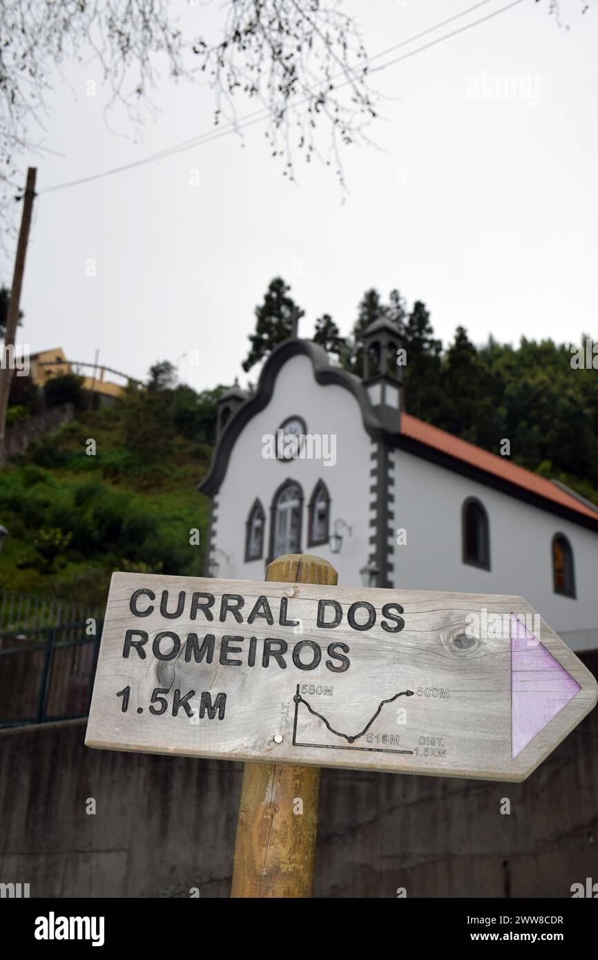 Curral Dos Romeiros hiking path direction sign, Monte, Funchal, Madeira ...