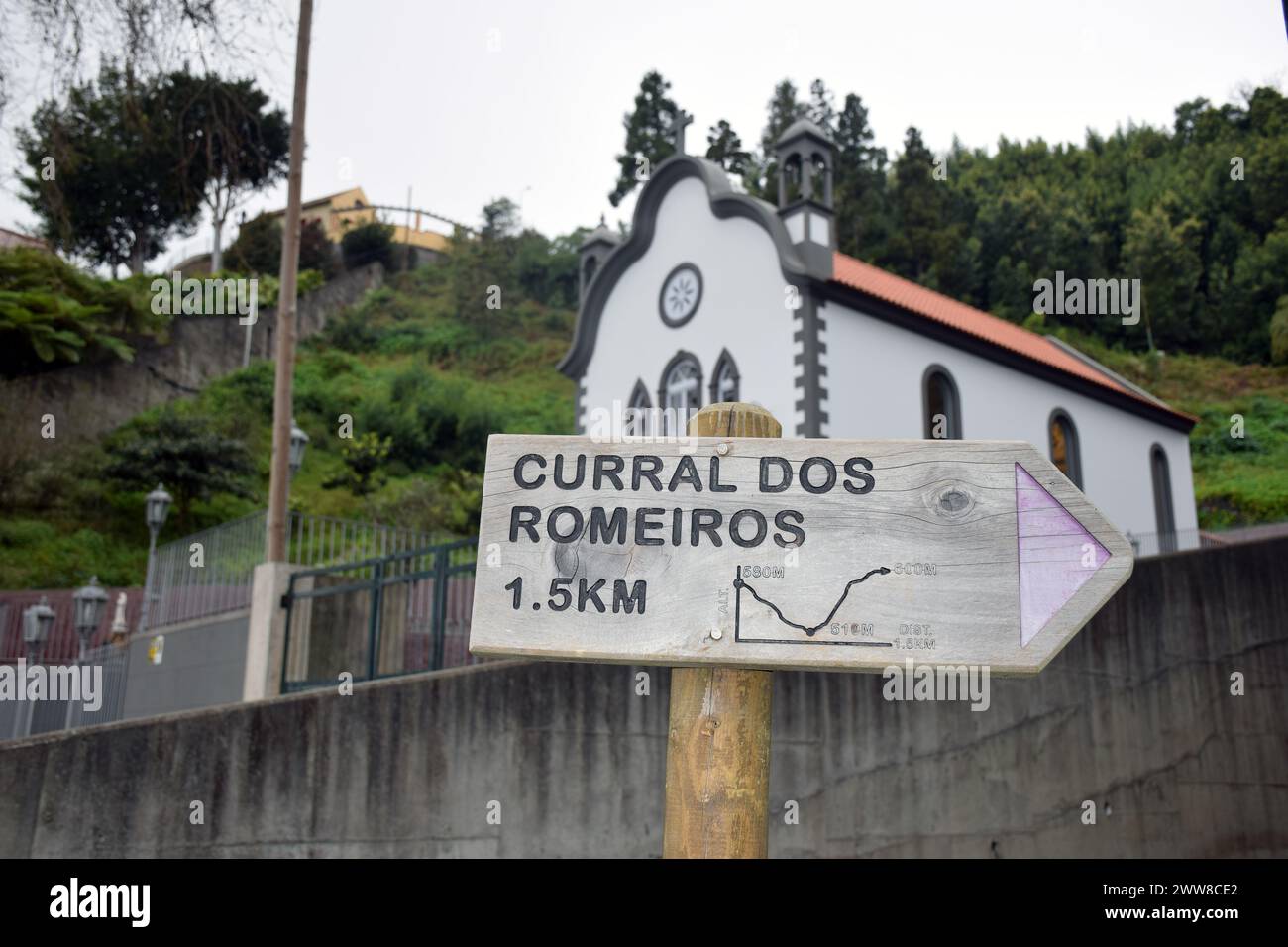 Curral Dos Romeiros hiking path direction sign, Monte, Funchal, Madeira ...