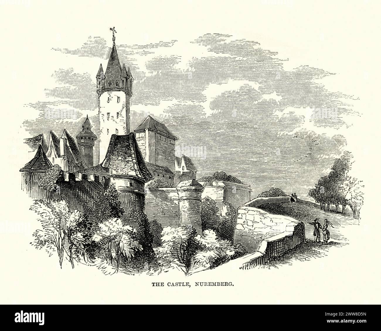 Vintage engraving of Castle of Nuremberg, Germany, 19th Century Stock ...