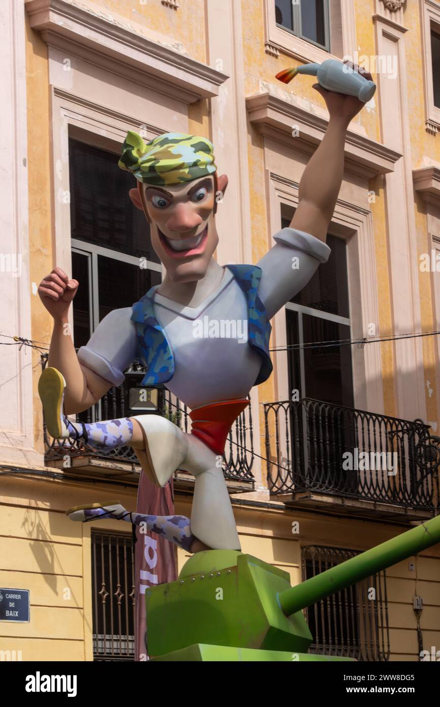 Detail of some ninots from Fallas, a celebration in March in the city ...