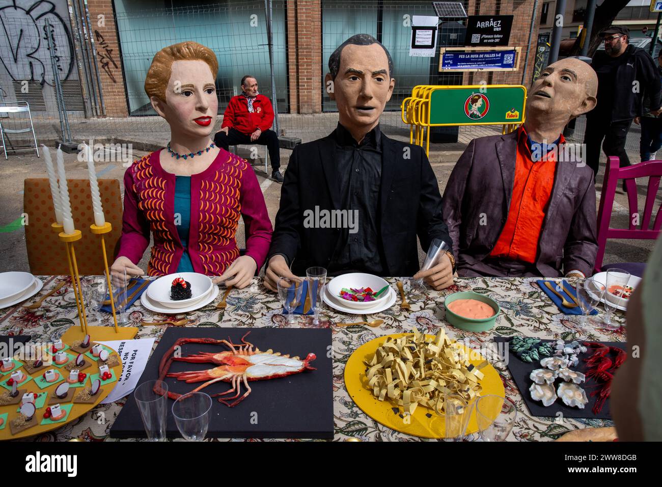 Detail of some ninots from Fallas, a celebration in March in the city ...