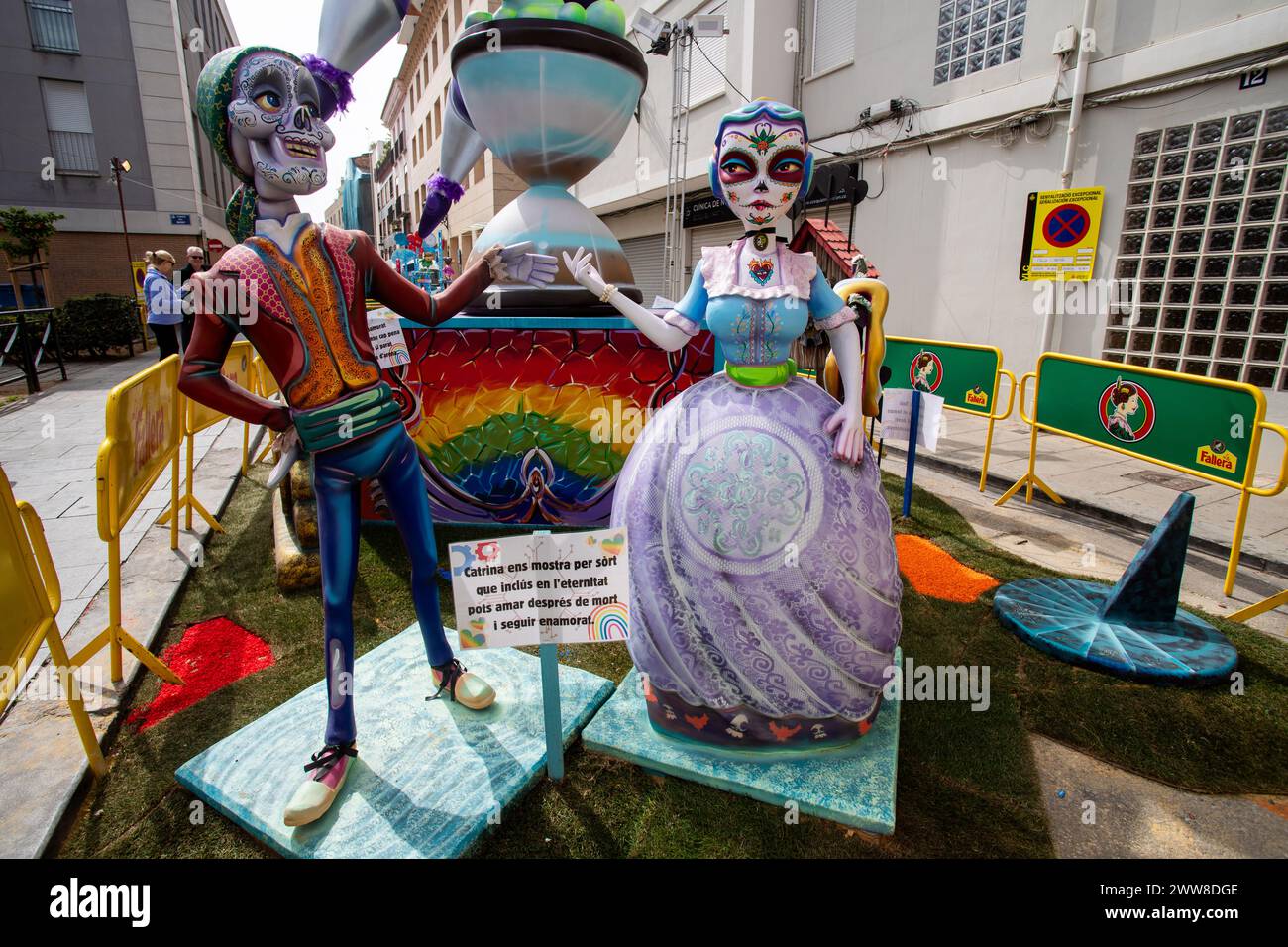 Detail of some ninots from Fallas, a celebration in March in the city ...