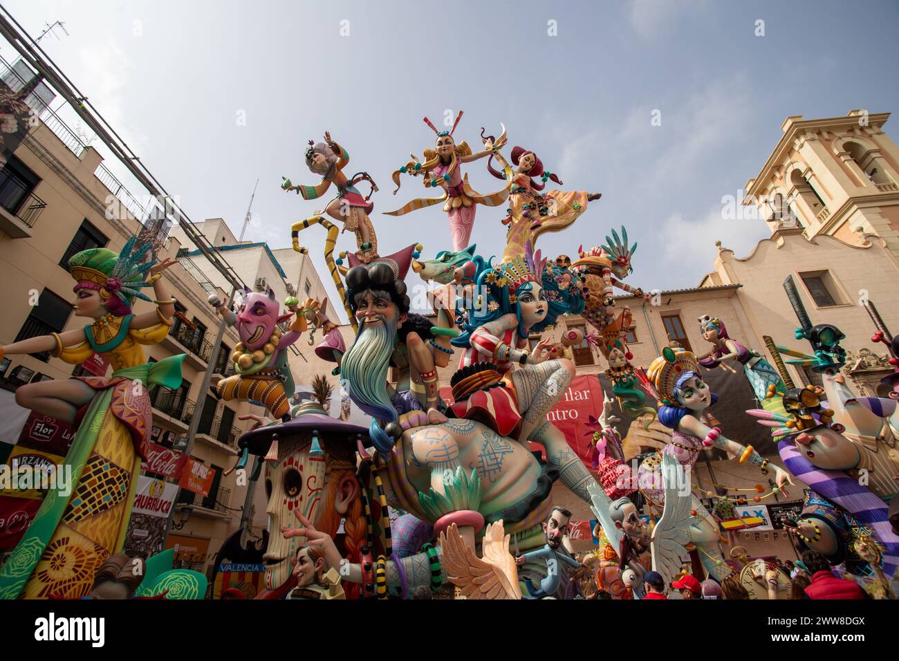Detail of some ninots from Fallas, a celebration in March in the city ...