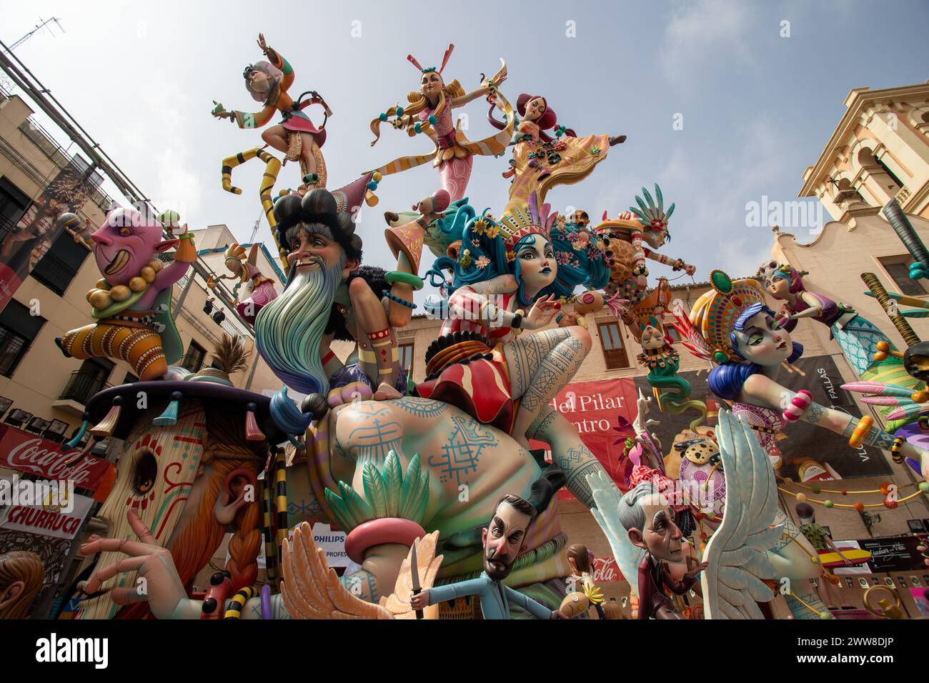 Detail of some ninots from Fallas, a celebration in March in the city ...