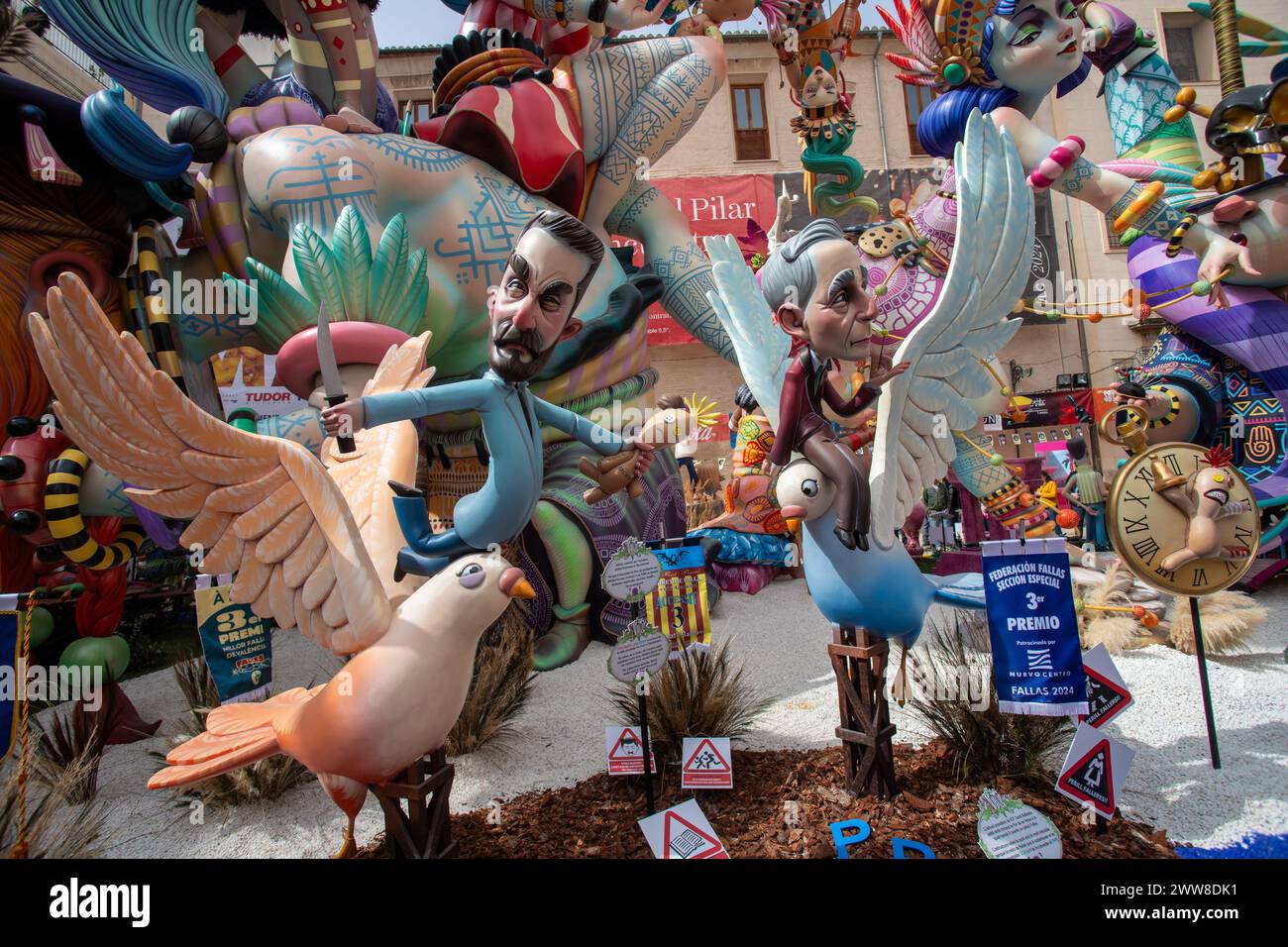 Detail of some ninots from Fallas, a celebration in March in the city ...