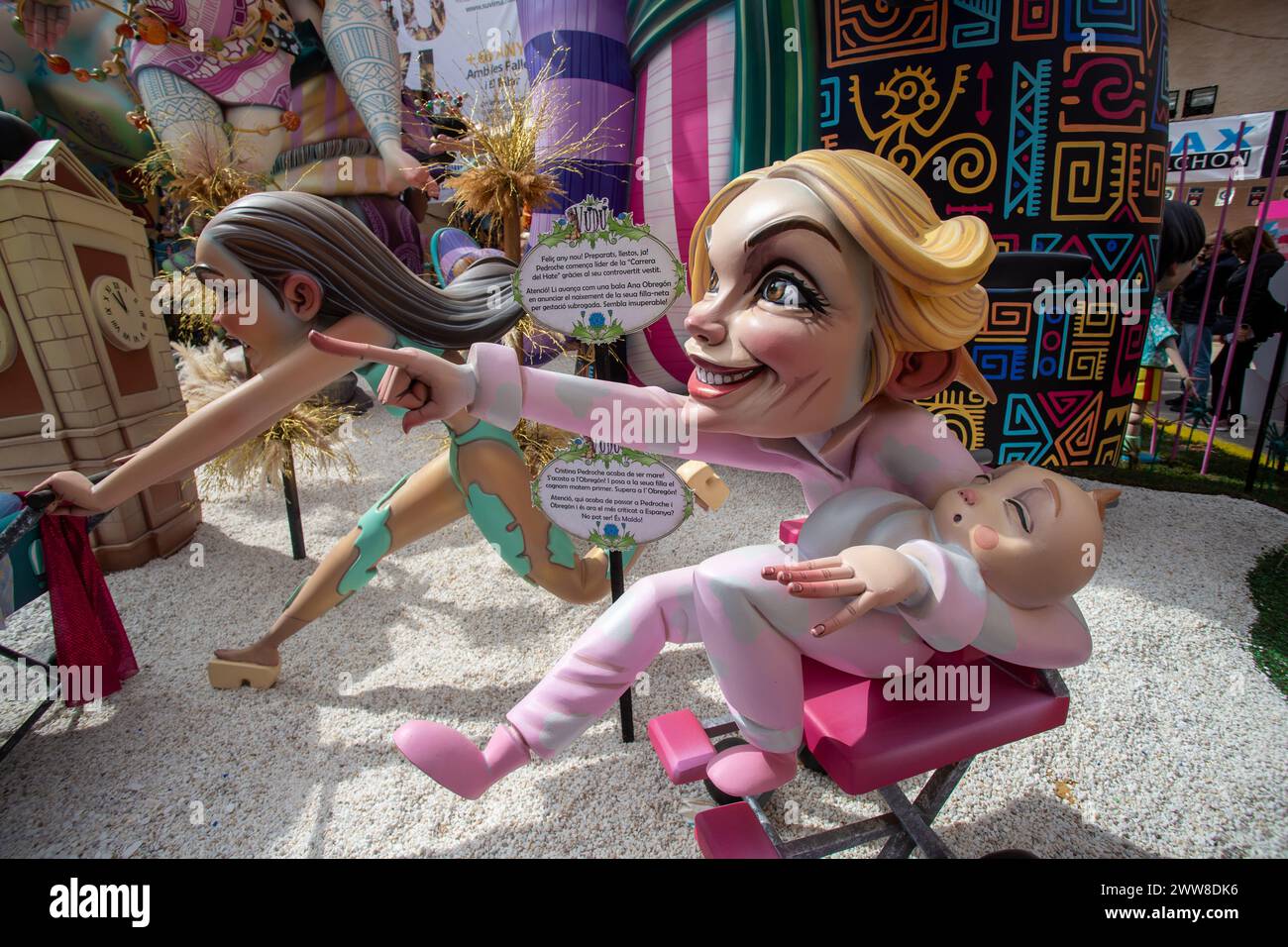Detail of some ninots from Fallas, a celebration in March in the city ...