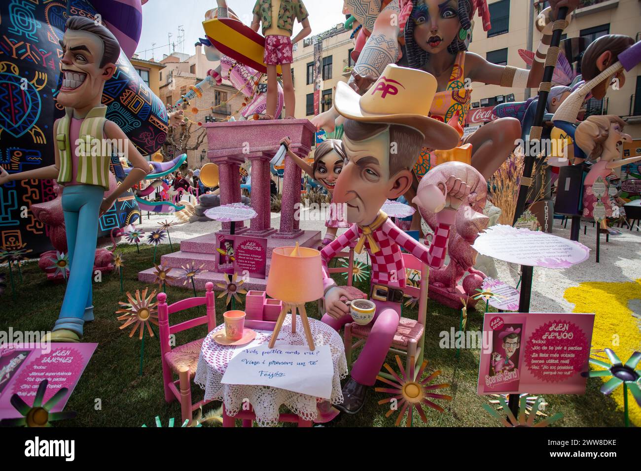 Detail of some ninots from Fallas, a celebration in March in the city ...