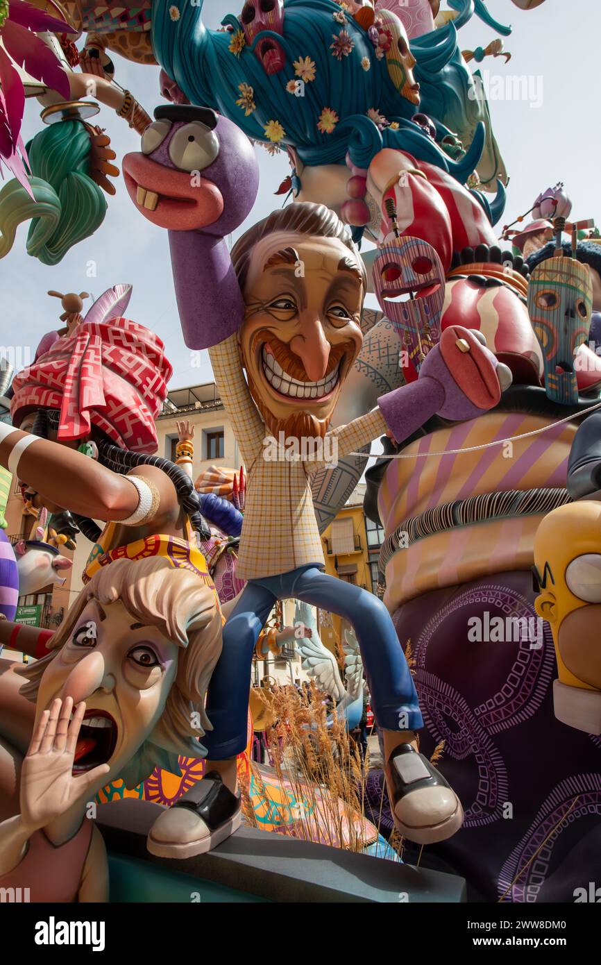 Detail of some ninots from Fallas, a celebration in March in the city ...