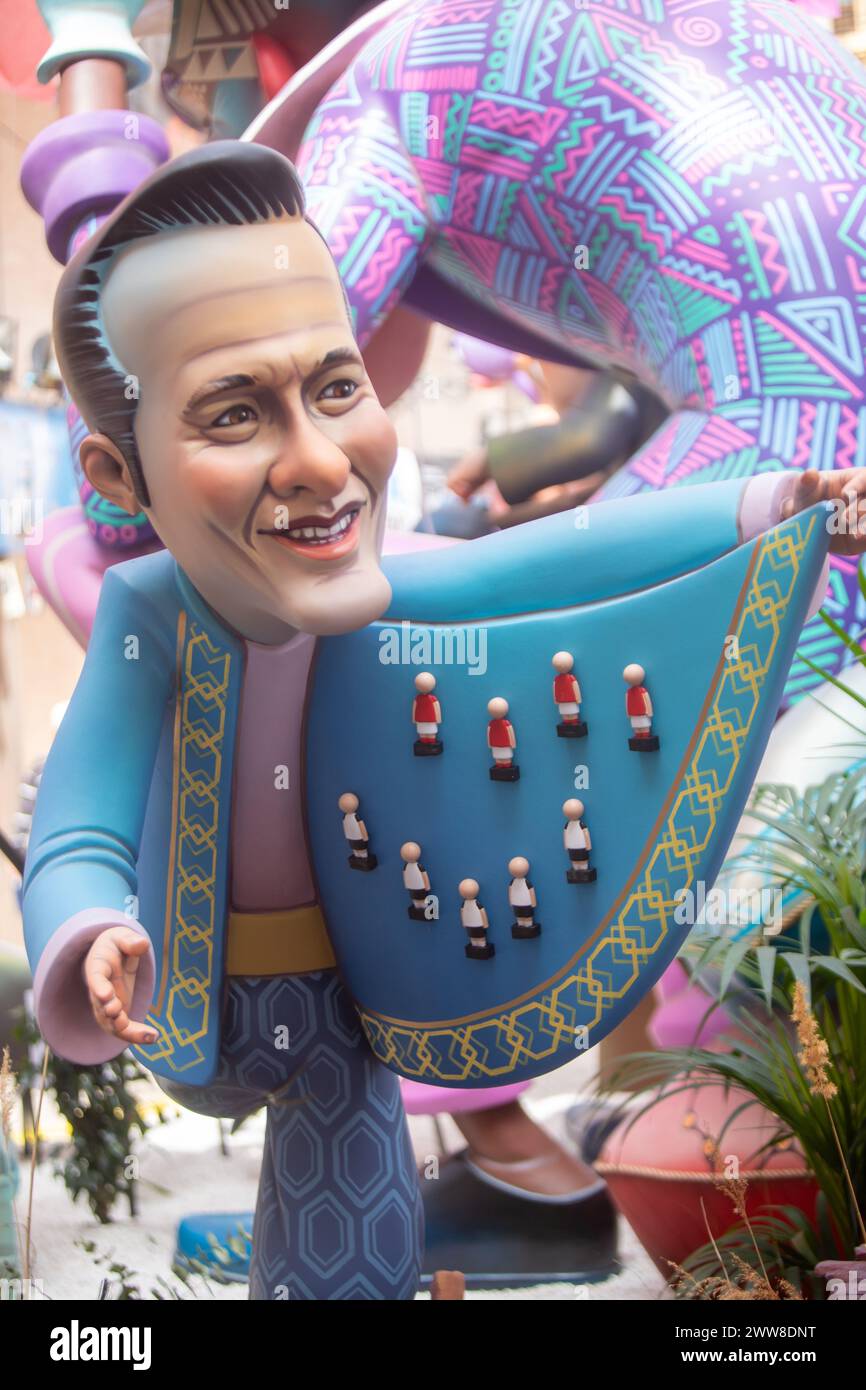 Detail of some ninots from Fallas, a celebration in March in the city ...