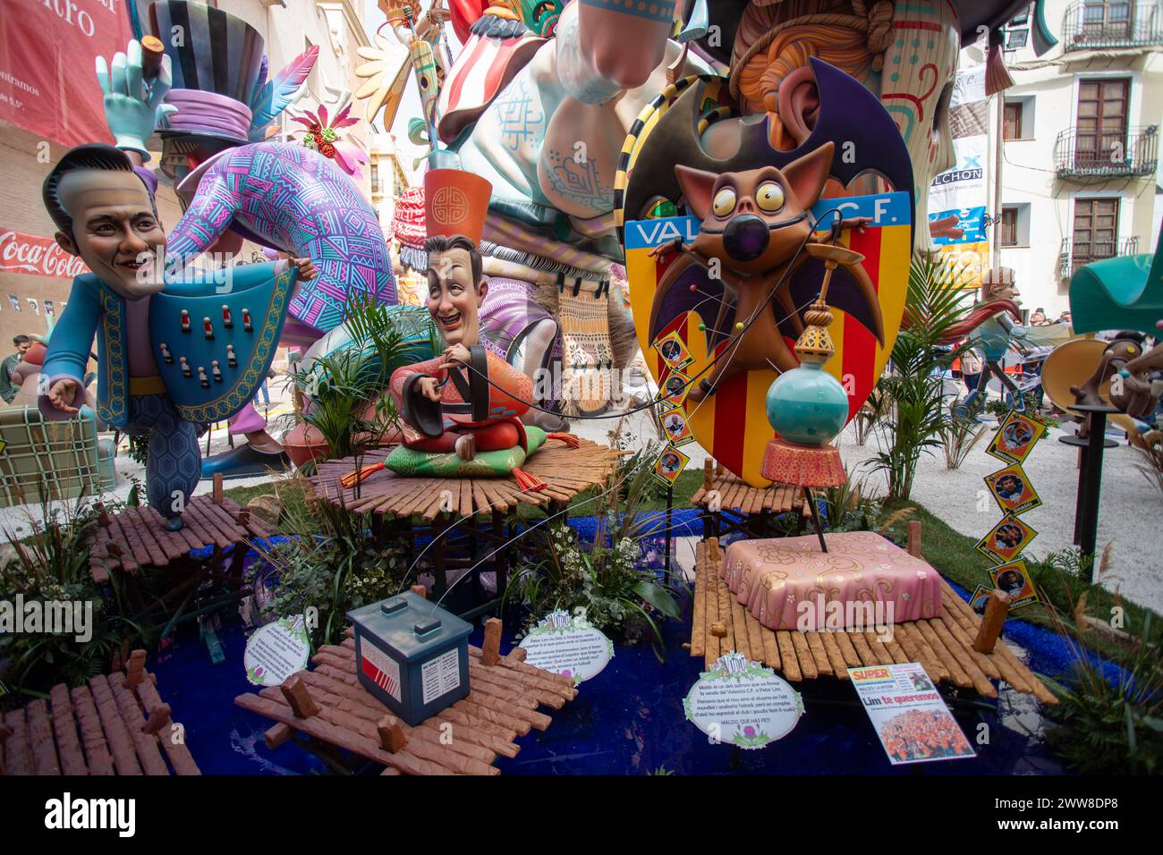 Detail of some ninots from Fallas, a celebration in March in the city ...