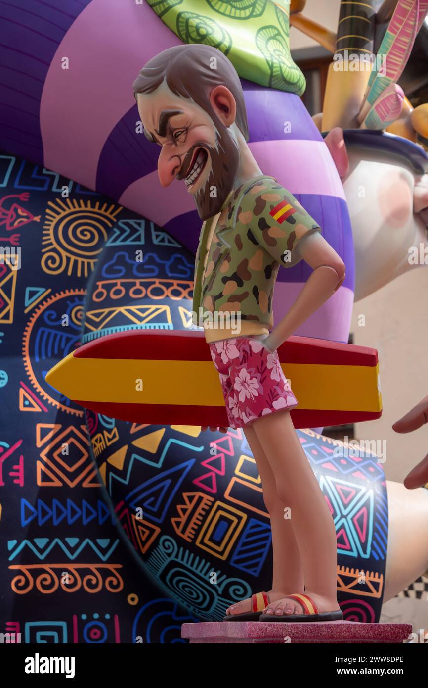 Detail of some ninots from Fallas, a celebration in March in the city ...