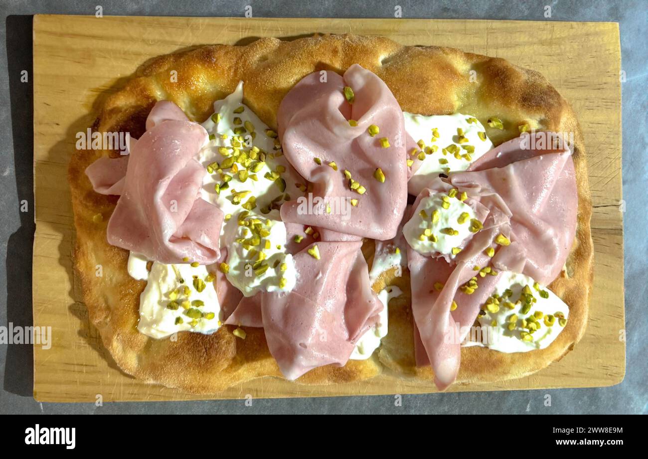 Roman pinsa, variant of the classic Italian pizza topped with ...