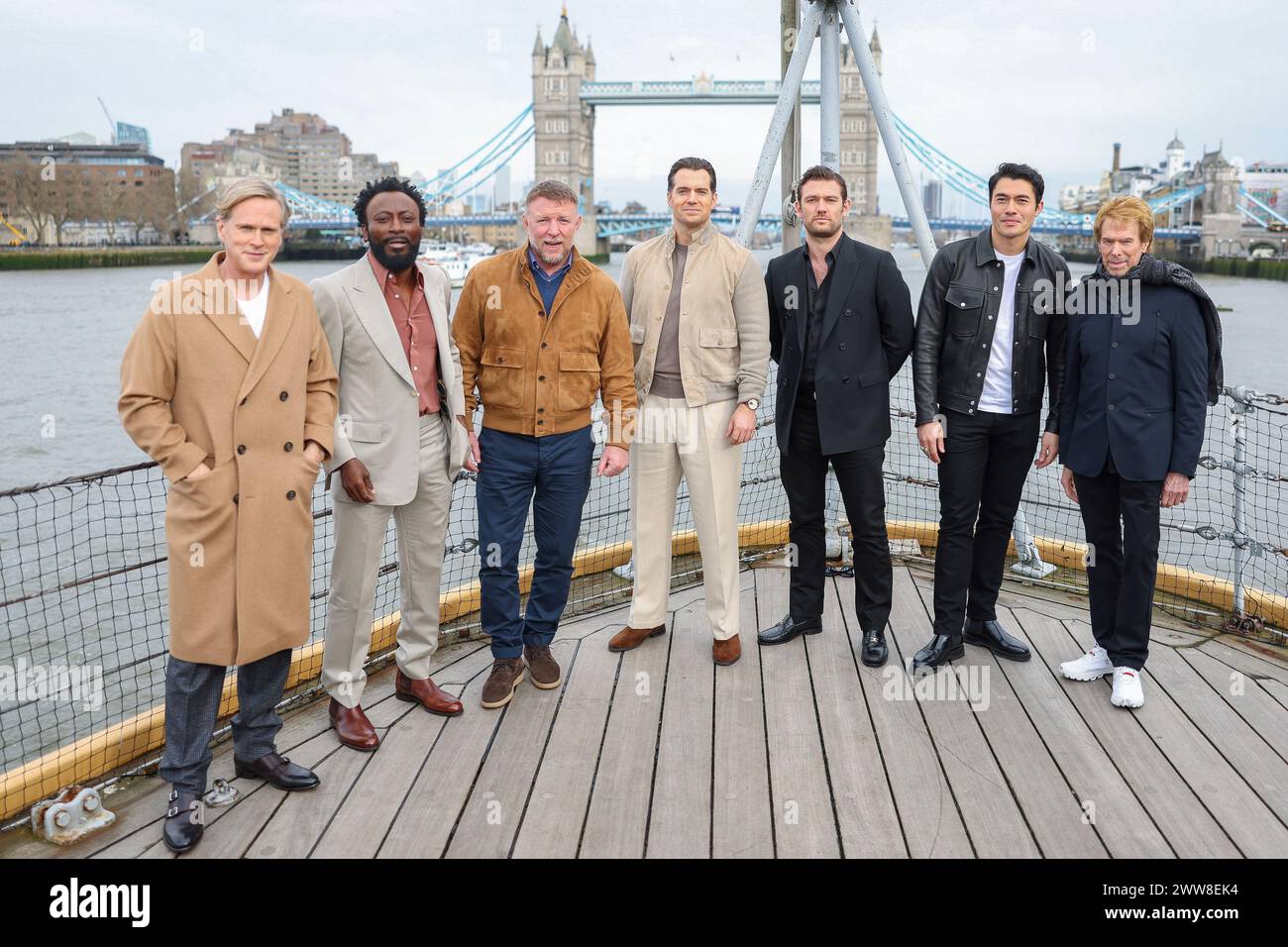 Cary Elwes, from left, Babs Olusanmokun, director Guy Ritchie, Henry ...