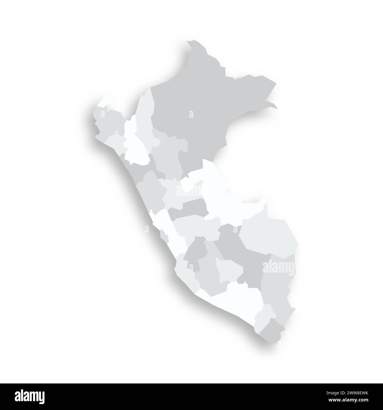 Peru political map of administrative divisions - departments. Grey ...