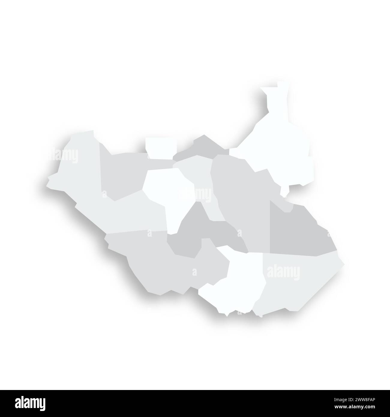 South Sudan political map of administrative divisions - states ...