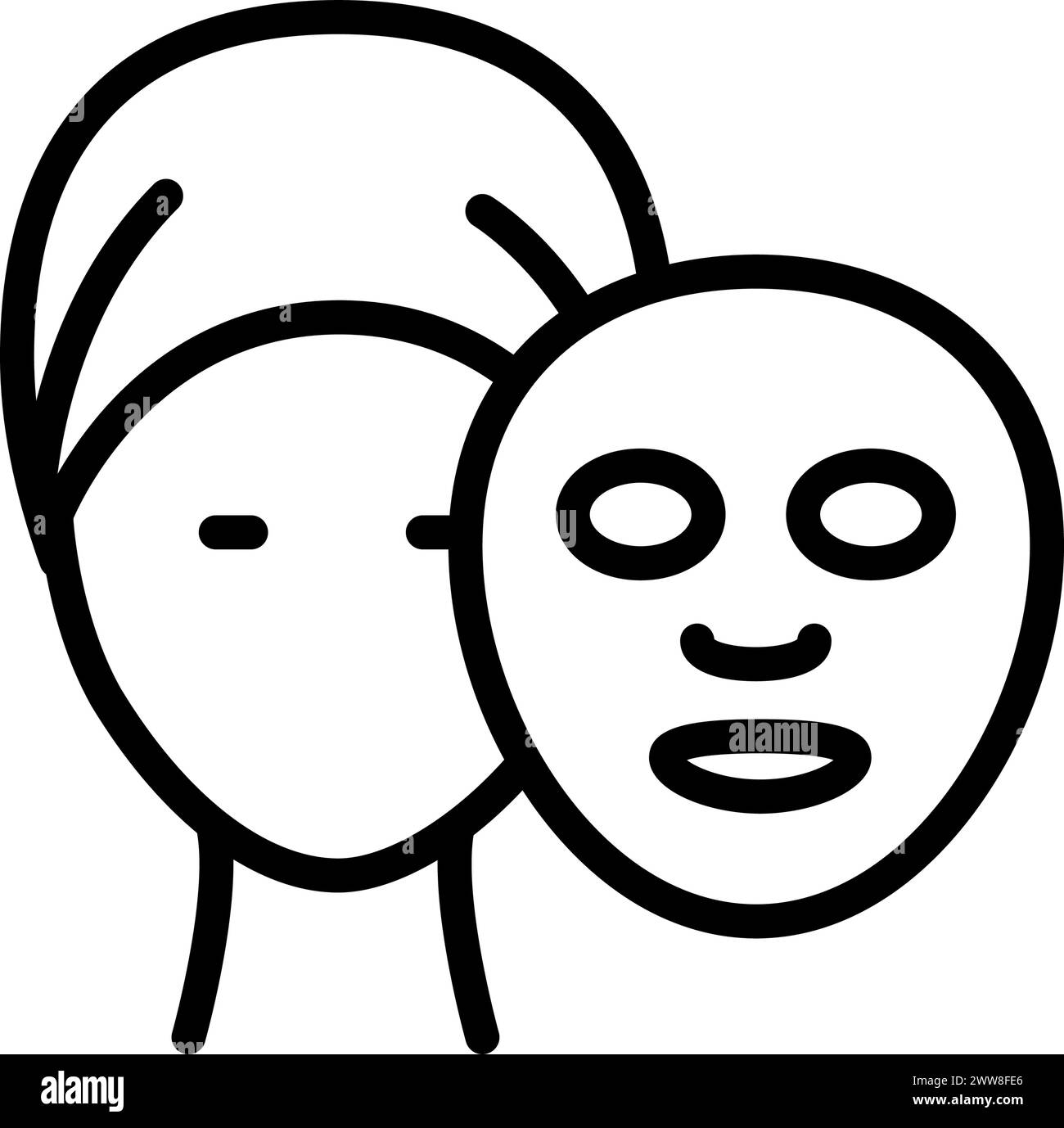 Skin Care Color Icon Simple Flat Style Face Beauty Woman Mask