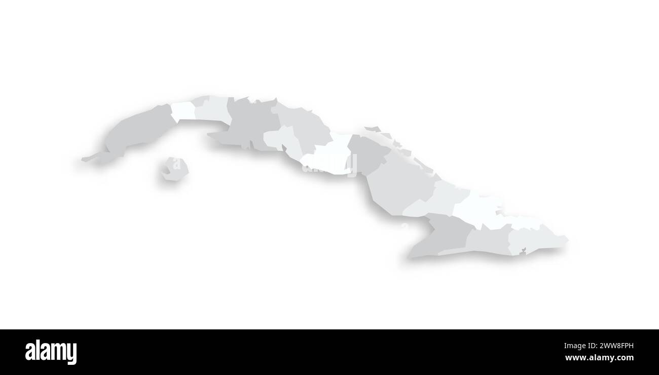 Cuba political map of administrative divisions - provinces. Grey blank ...