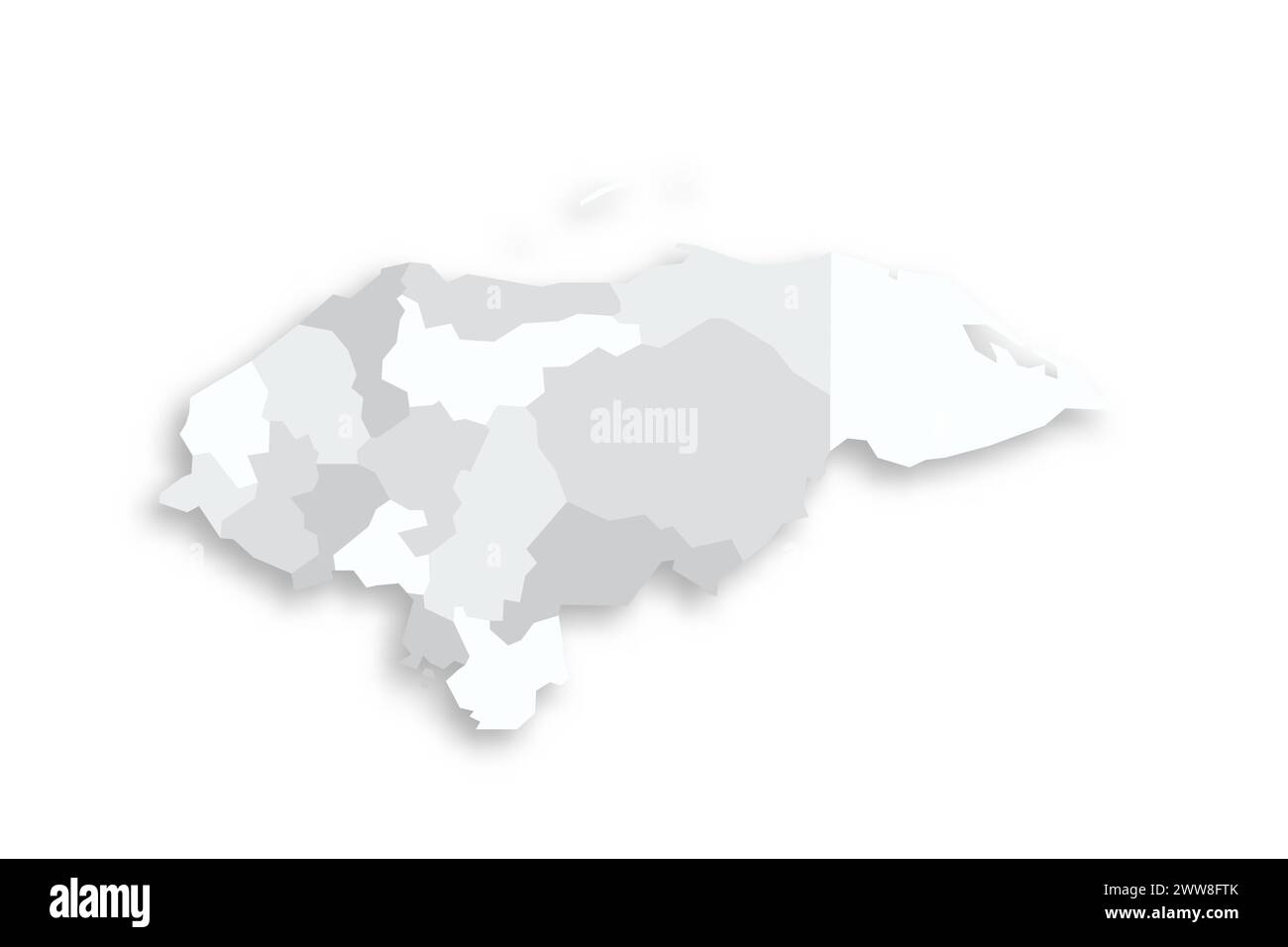 Honduras political map of administrative divisions - departments. Grey ...