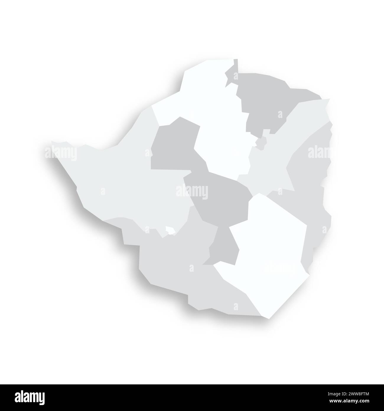 Zimbabwe political map of administrative divisions - provinces. Grey ...