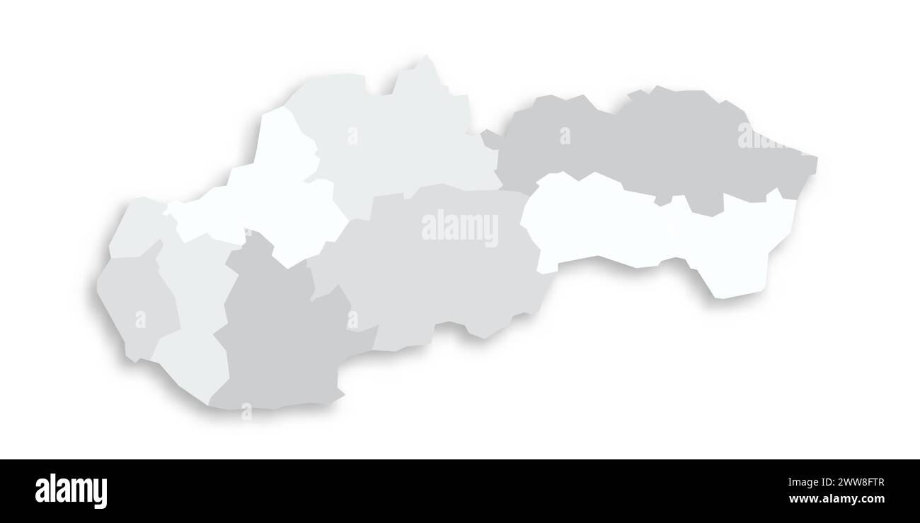 Slovakia political map of administrative divisions - regions. Grey ...