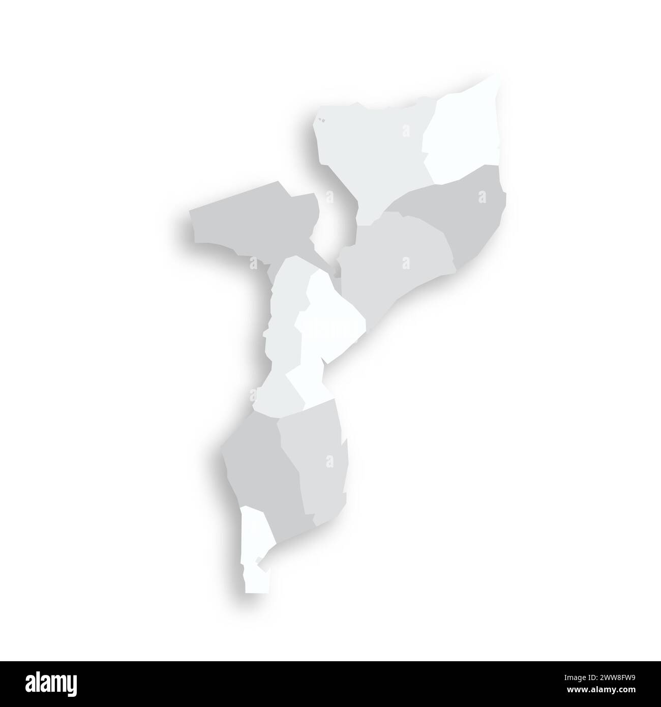 Mozambique political map of administrative divisions - provinces and ...