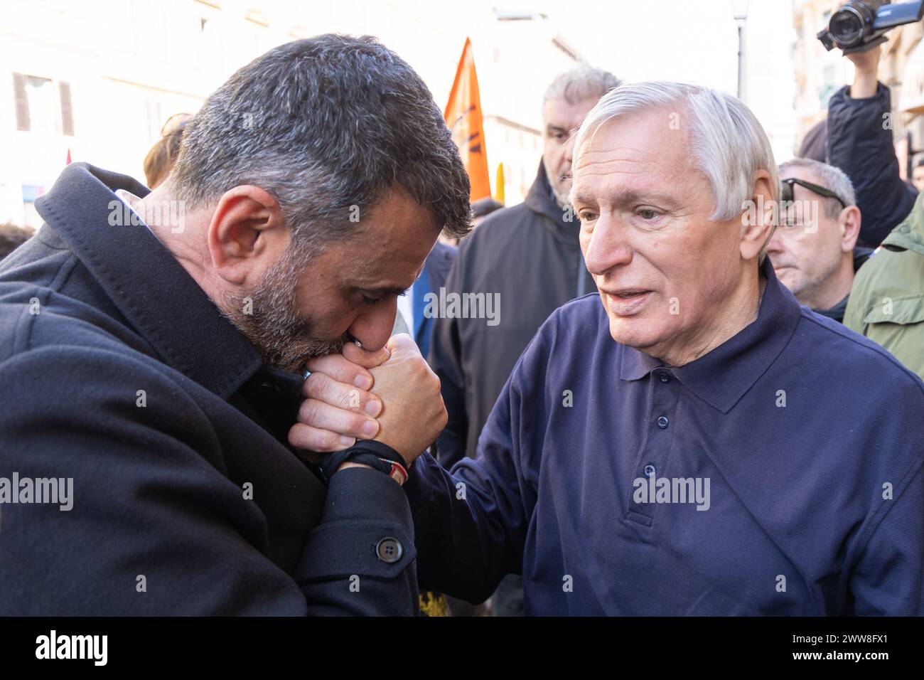Rome, Italy. 21st Mar, 2024. The Mayor of Bari Antonio Decaro and Don ...