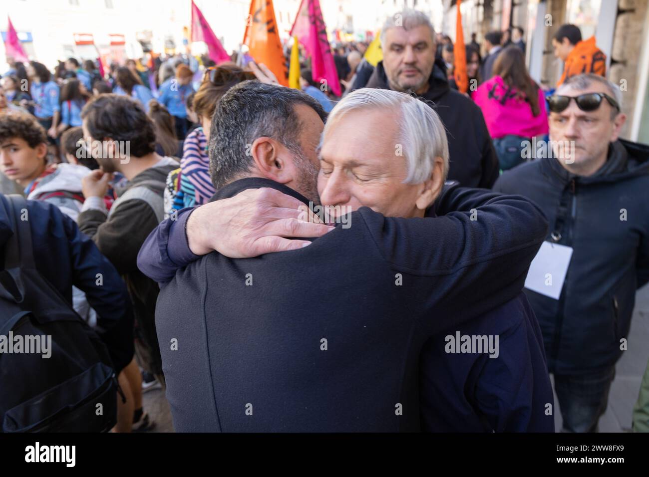 Rome, Italy. 21st Mar, 2024. The Mayor of Bari Antonio Decaro and Don ...
