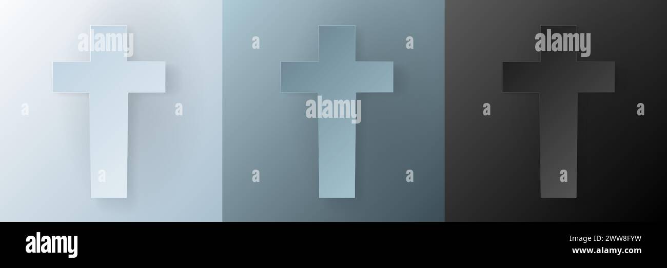 Papercut Christian cross 3D Papercraft religious crucifix icon Stock ...