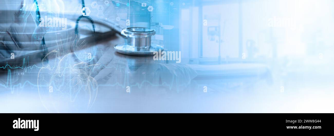 Health Insurance concept background, Doctor using laptop computer with ...