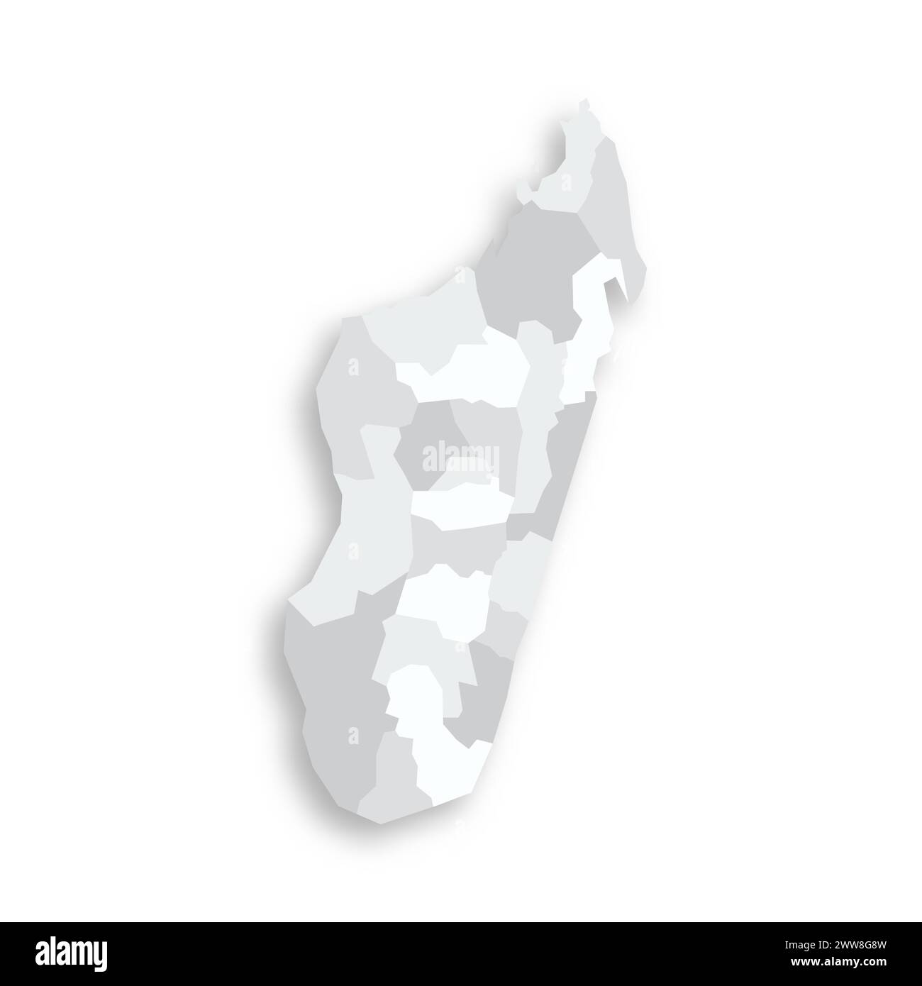 Madagascar political map of administrative divisions - regions. Grey ...