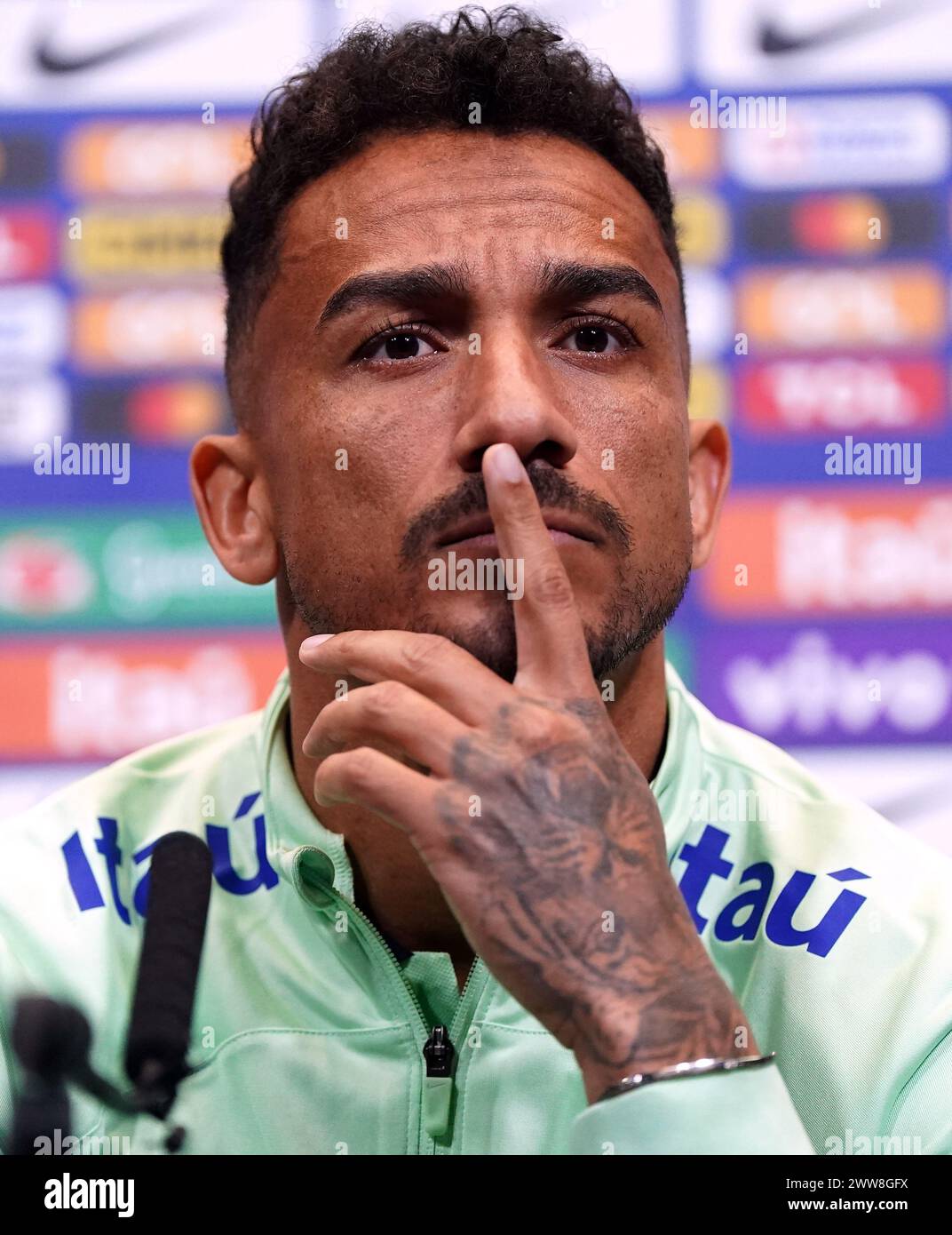 Brazil's Danilo during a press conference at Wembley Stadium, London ...