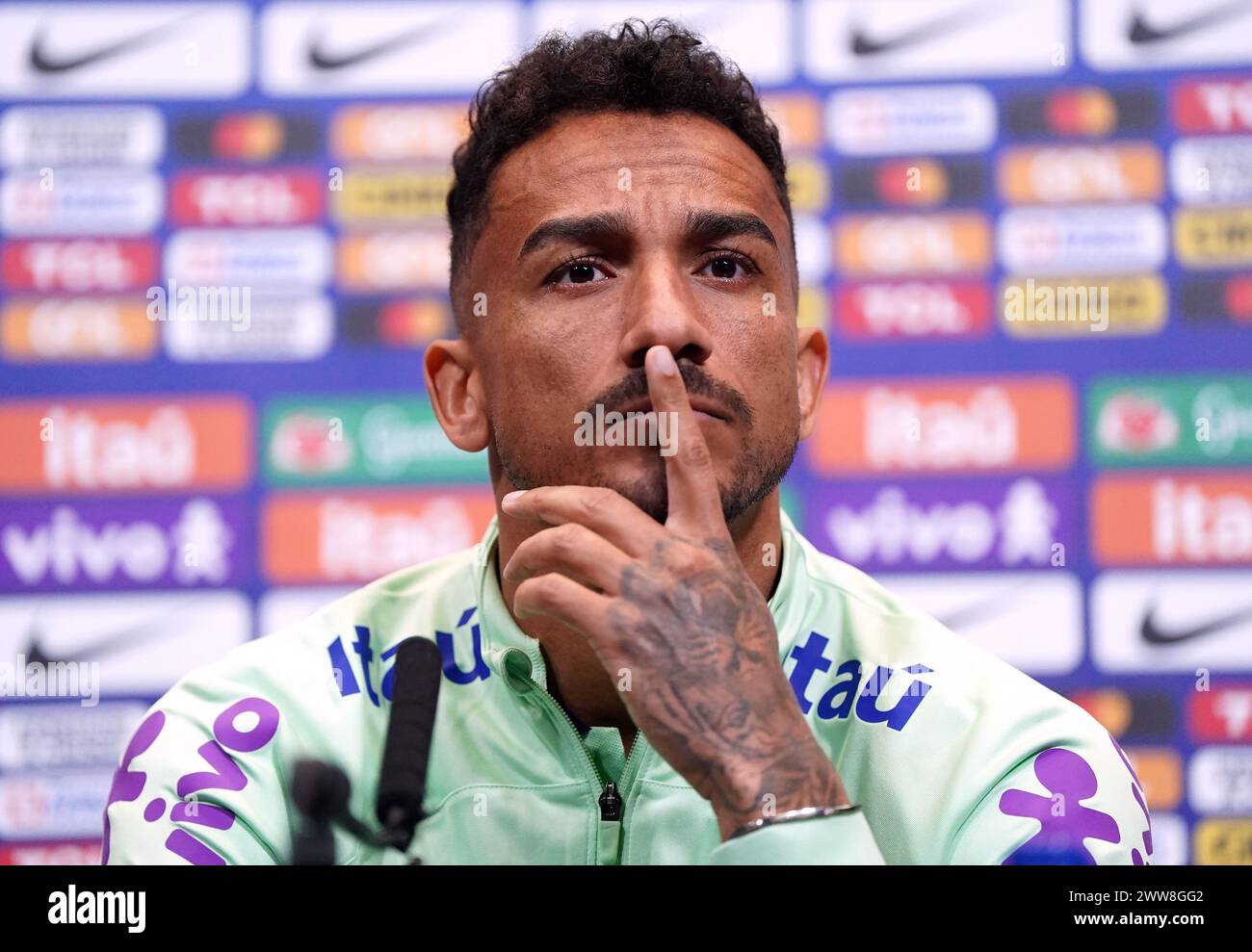 Brazil's Danilo during a press conference at Wembley Stadium, London ...