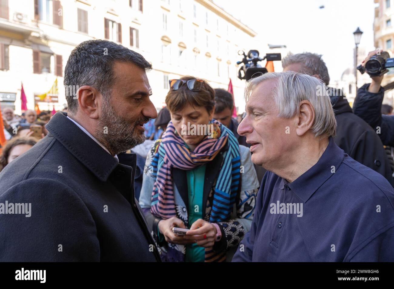 Rome, Italy. 21st Mar, 2024. The Mayor of Bari Antonio Decaro and Don ...