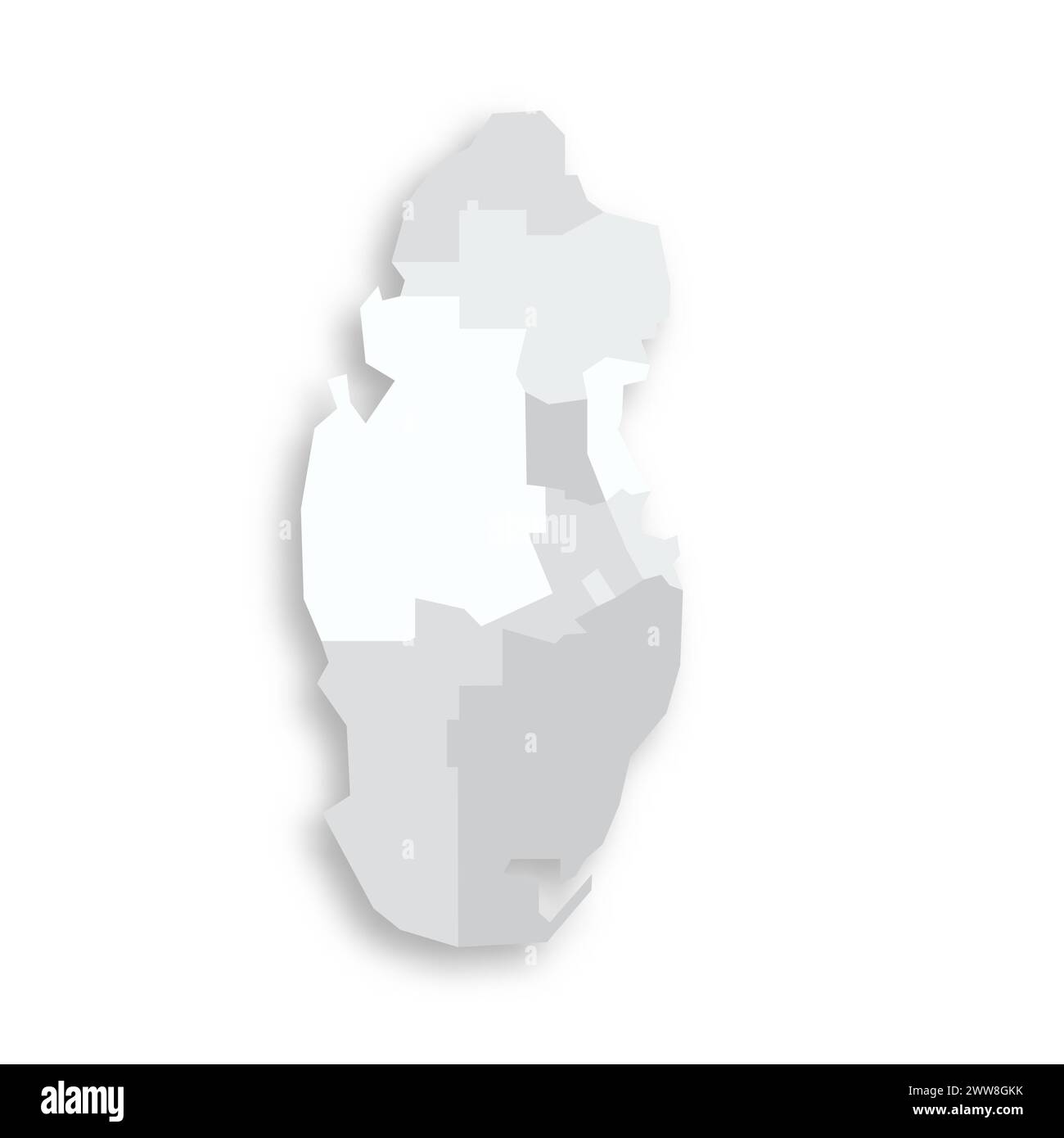 Qatar political map of administrative divisions - municipalities. Grey ...