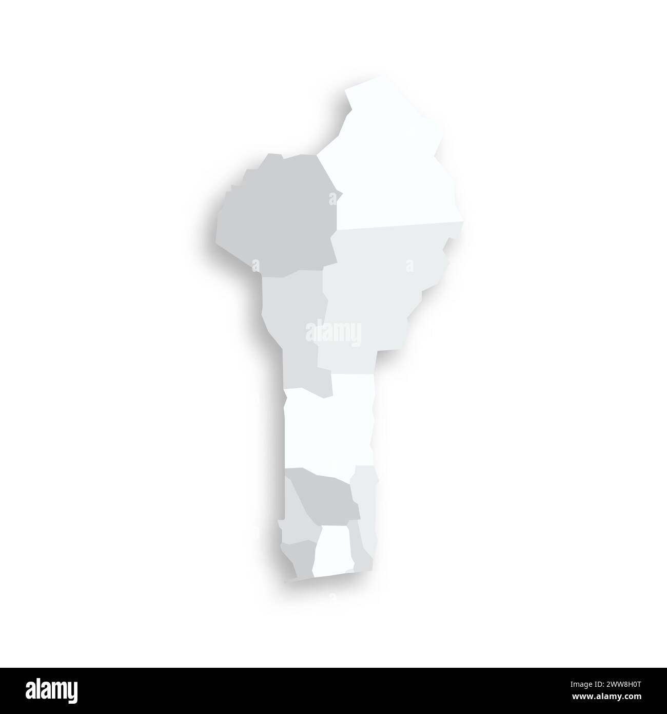 Benin political map of administrative divisions - departments. Grey ...