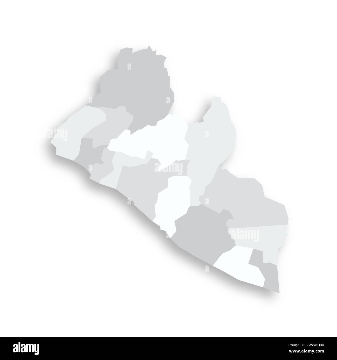 Liberia political map of administrative divisions - counties. Grey ...