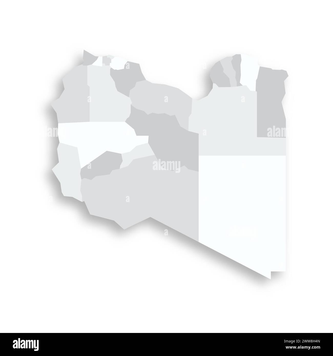 Libya political map of administrative divisions - districts. Grey blank ...