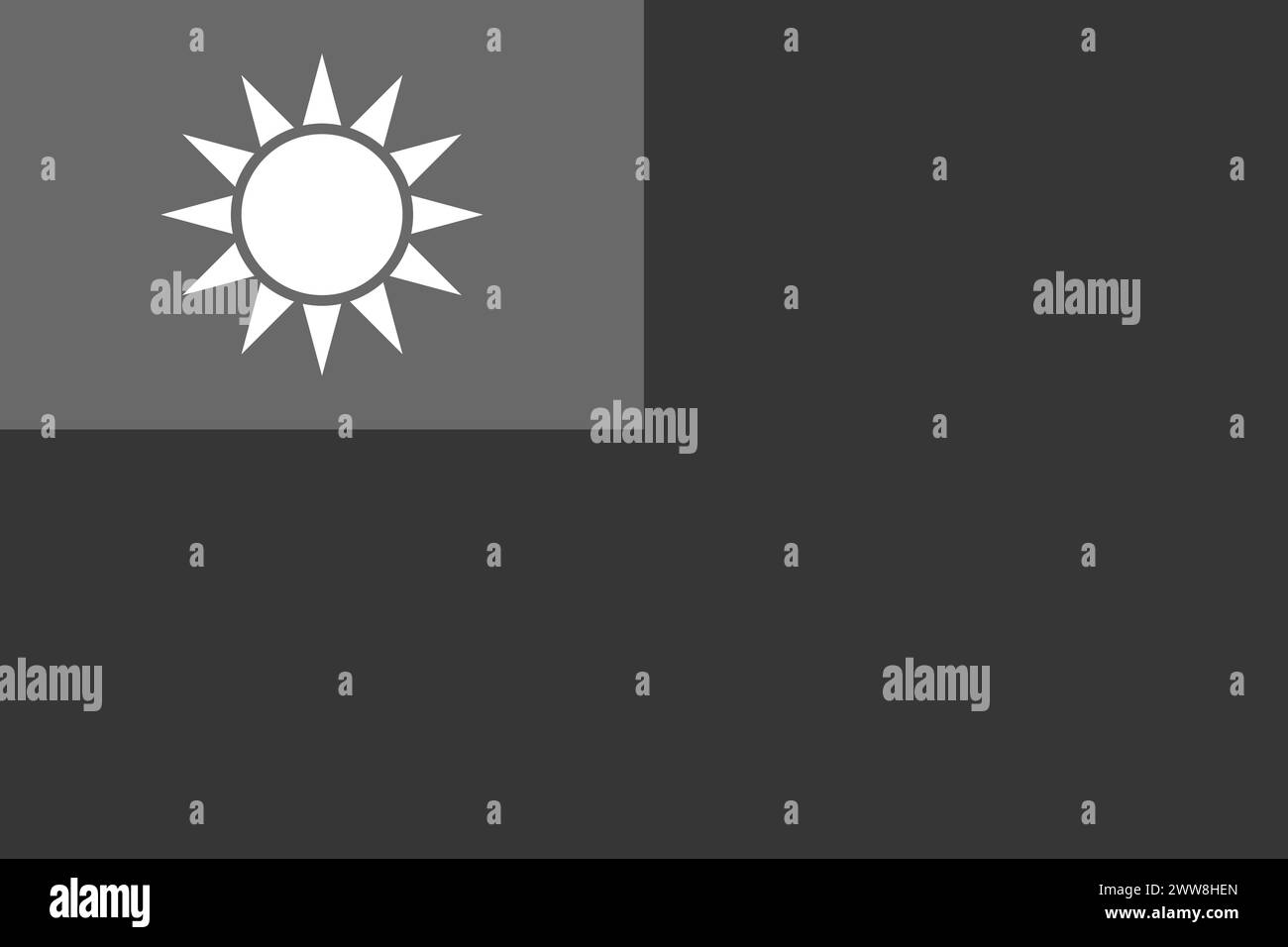 Taiwan flag - greyscale monochrome vector illustration. Flag in black ...