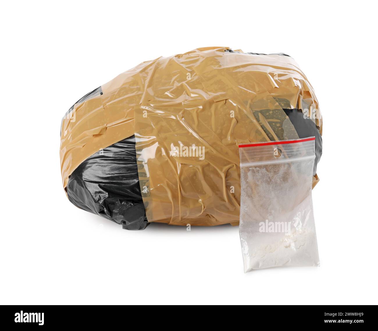 Packages with narcotics isolated on white. Drug addiction Stock Photo ...