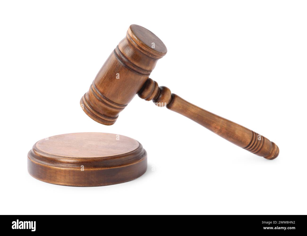 Wooden gavel isolated on white. Small mallet Stock Photo - Alamy