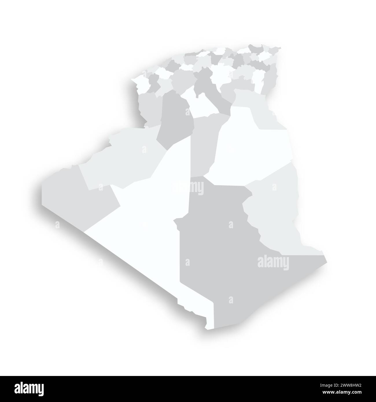Algeria political map of administrative divisions - provinces. Grey ...