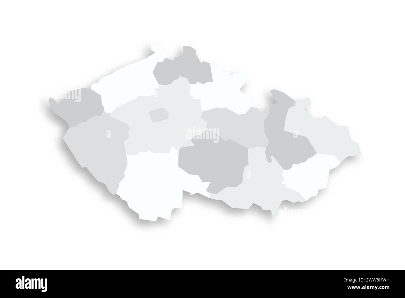 Czech Republic political map of administrative divisions - regions ...