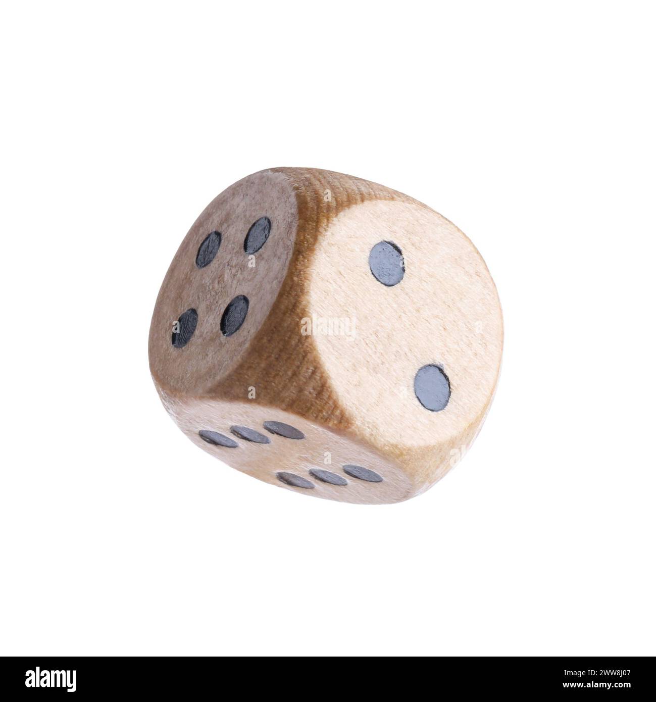 One wooden game dice isolated on white Stock Photo - Alamy