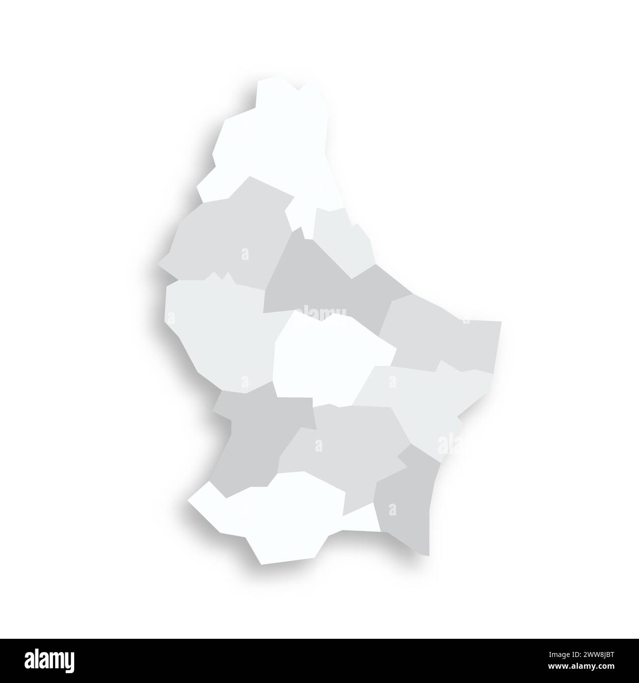 Luxembourg political map of administrative divisions - cantons. Grey ...
