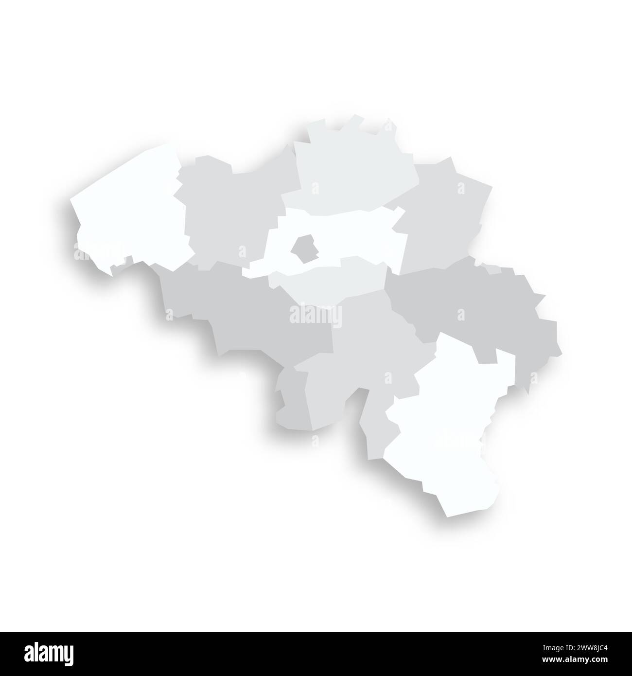 Belgium political map of administrative divisions - provinces. Grey ...