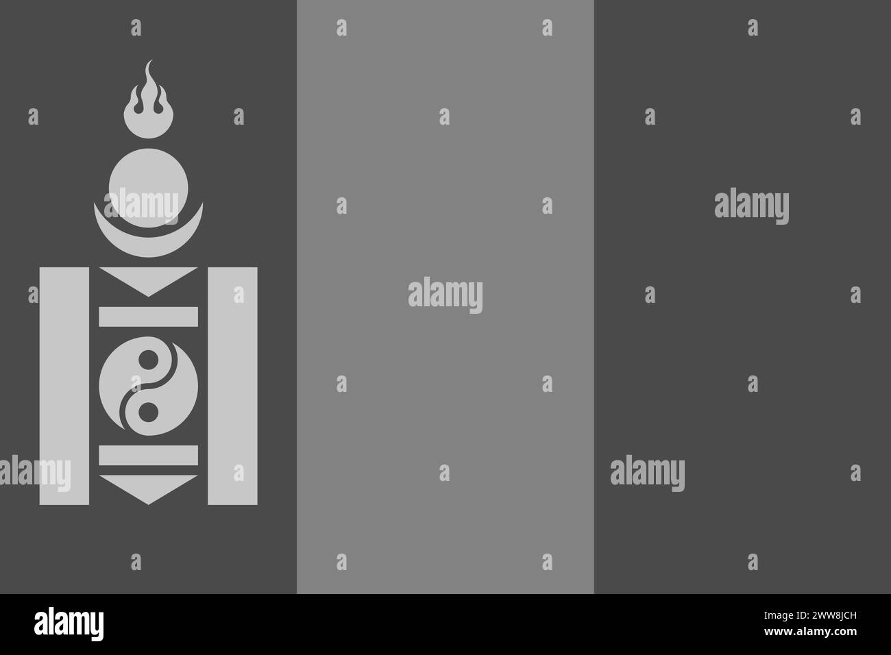 Mongolia flag - greyscale monochrome vector illustration. Flag in black ...