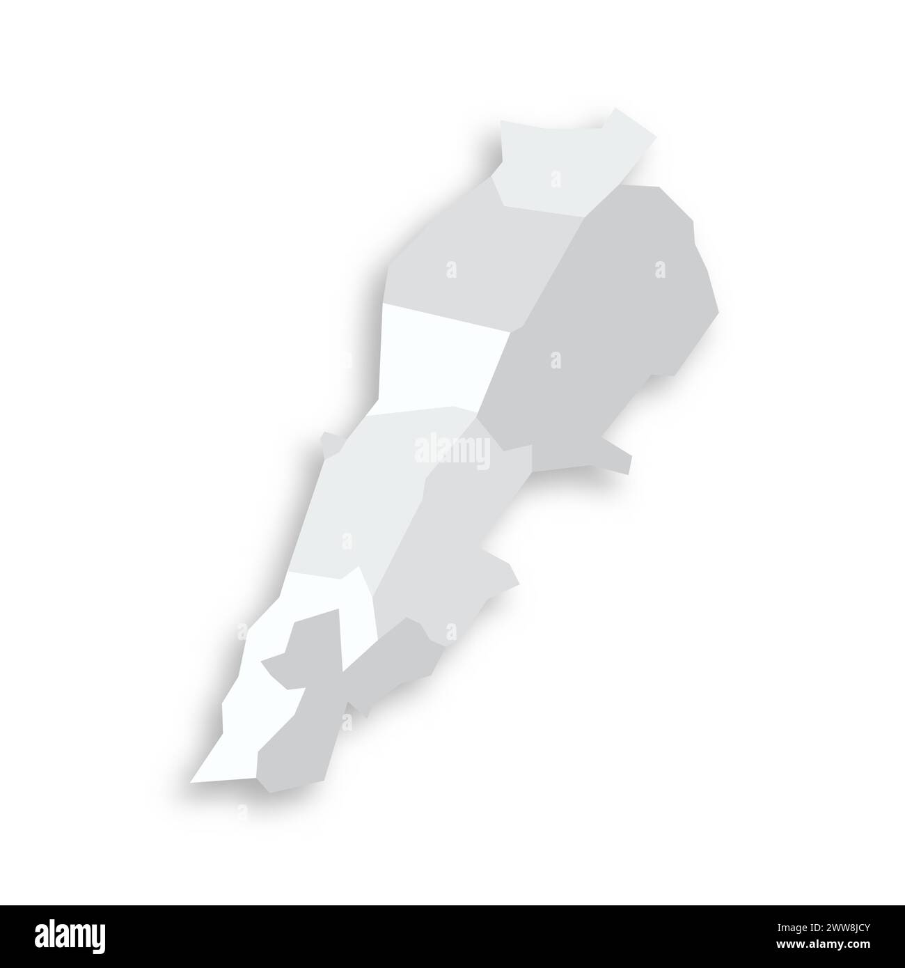 Lebanon political map of administrative divisions - governorates. Grey ...