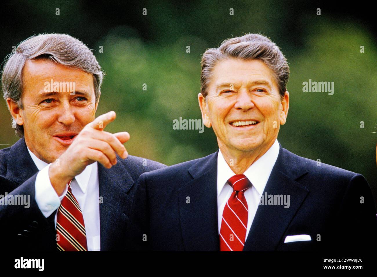 Brian Mulroney Kanadischer Ministerpräsident und Ronald Reagan US ...